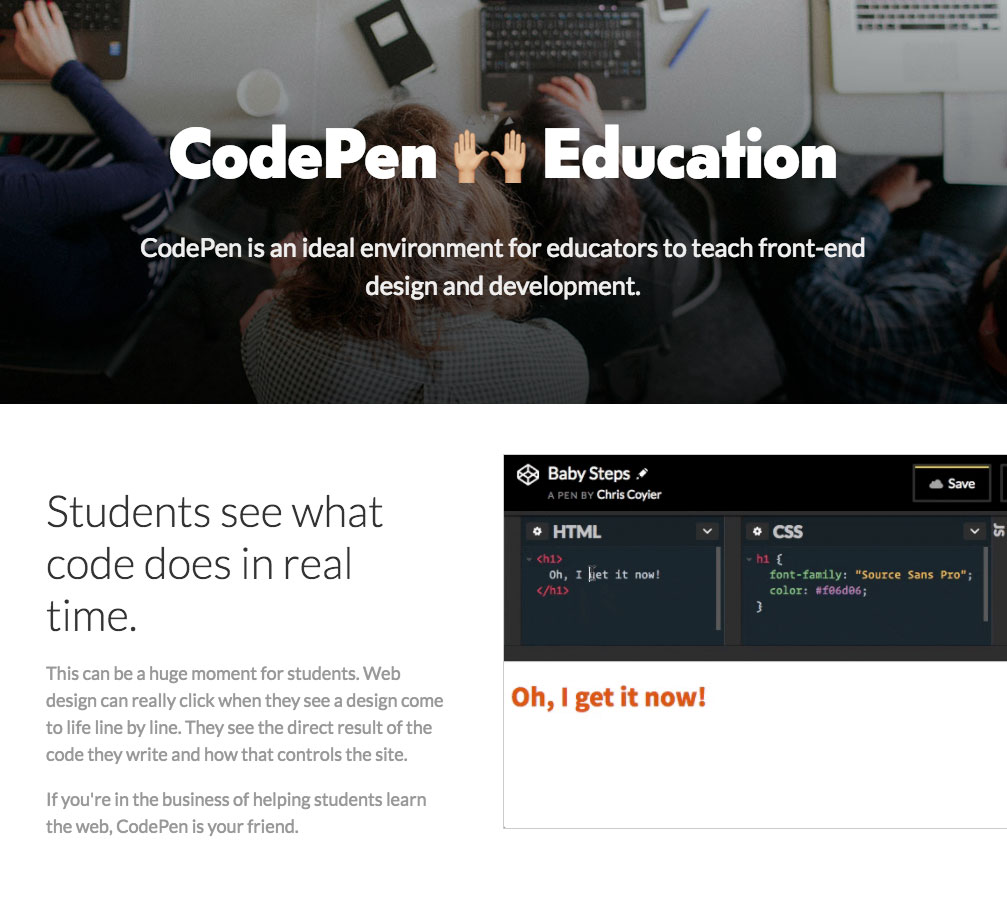 Landing Page For Codepen Education Codepen Blog