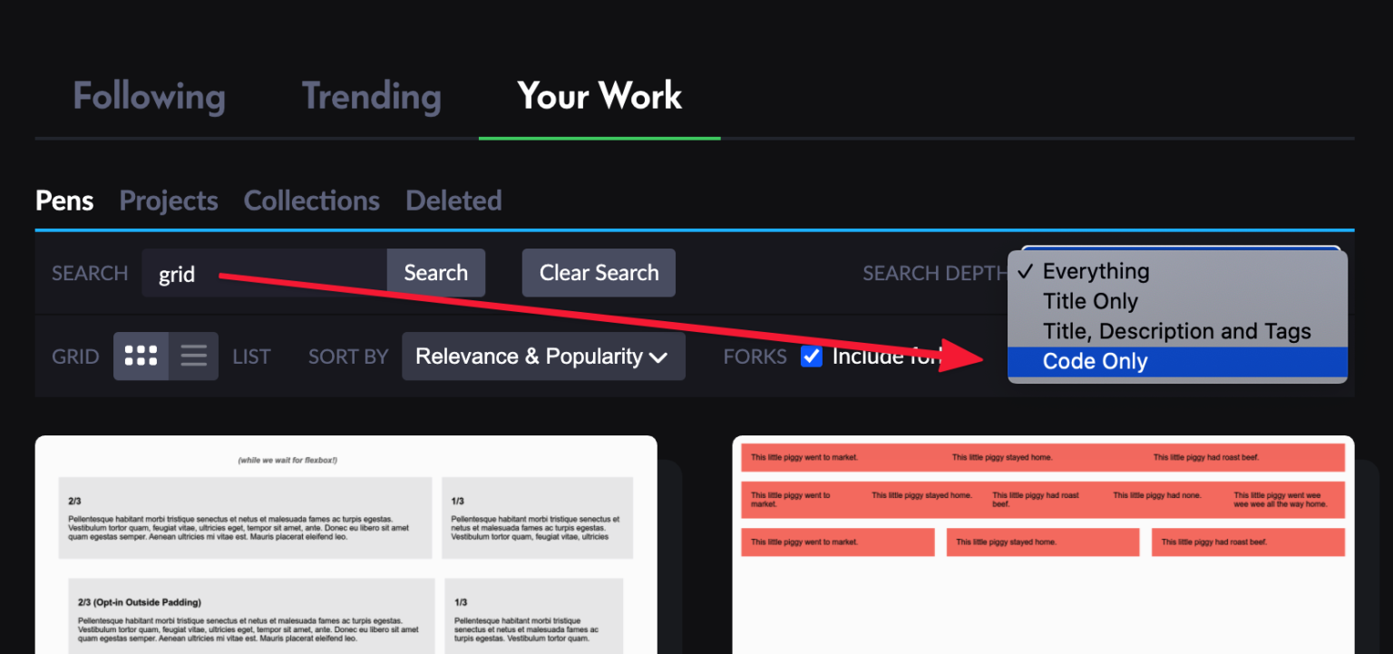 Your Work – CodePen