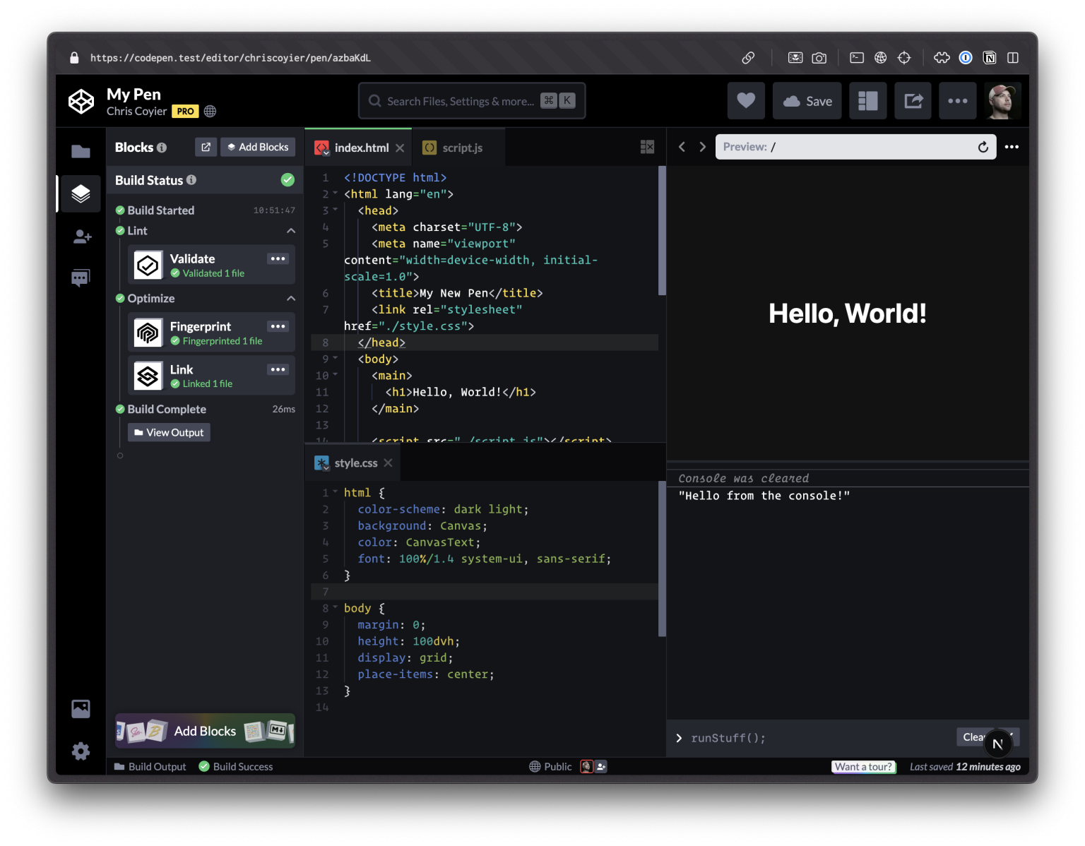 View Preferences – CodePen